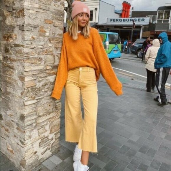 Zara | Jeans | Zara Yellow Denim Jeans Slim Wide Leg | Poshmark